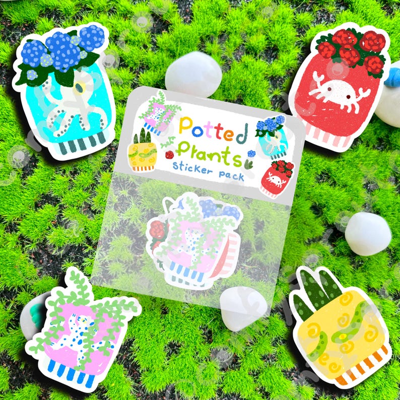 Potted Plant Sticker Pack – Floral Scrapbooking Decals - Etsy