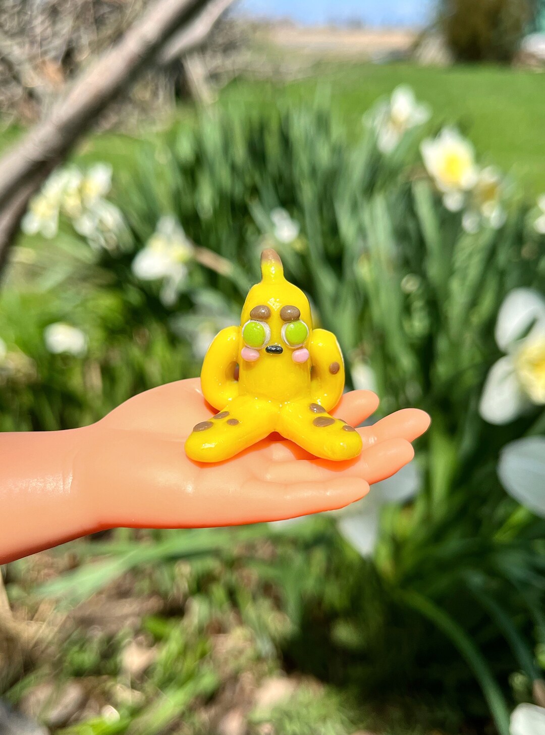Banana: Handcrafted Polymer Clay Desk Friend Whimsical Character ...