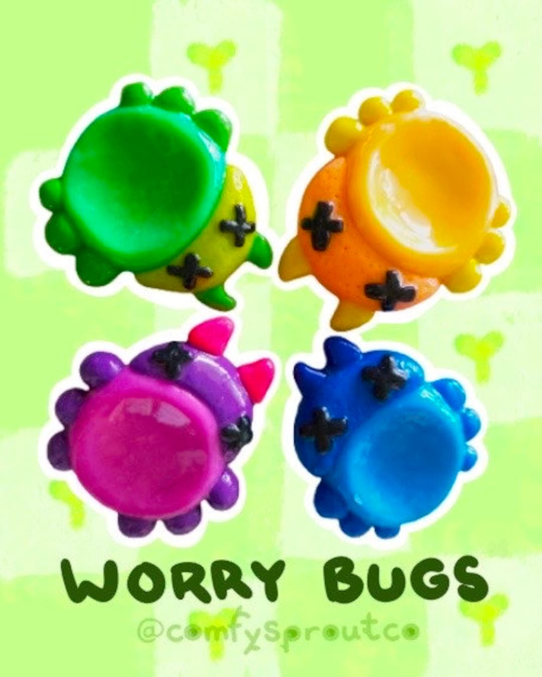 Worry Bugs: Handcrafted Polymer Clay Anxiety Buddy/worry Stones ...