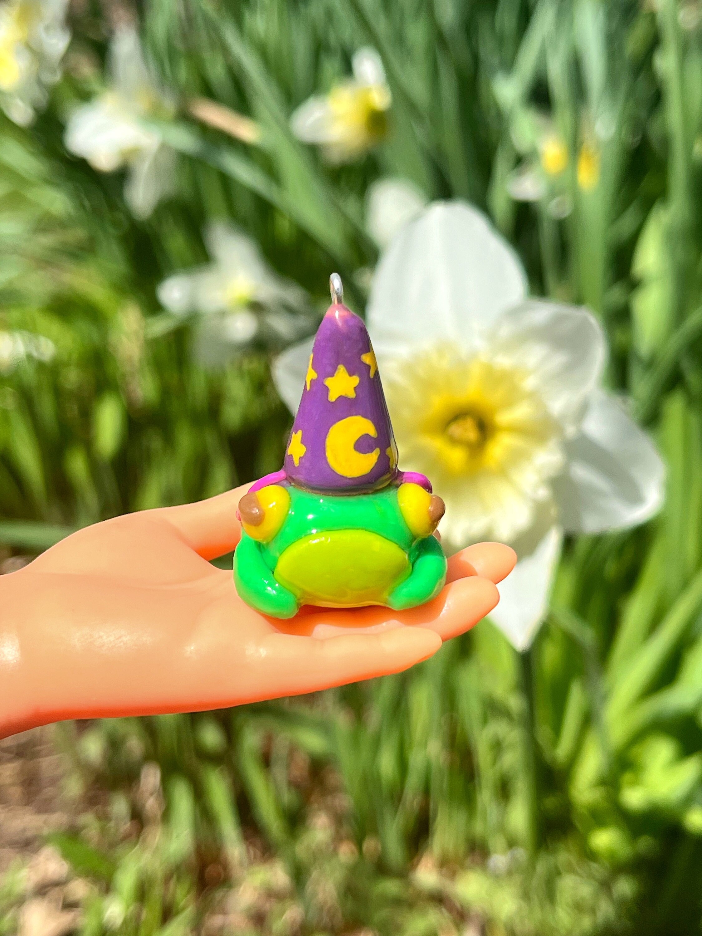 Wizard Frog Figurine: Handmade Polymer Clay Desk Decor, Whimsical Charm ...