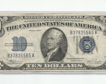 1934 10 Dollar Bill - Etsy