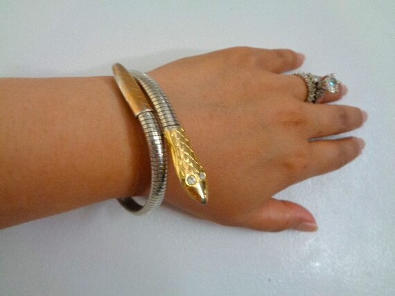 Beautiful Silver &Gold Tone Metal Omega Chain Serpent… - Gem