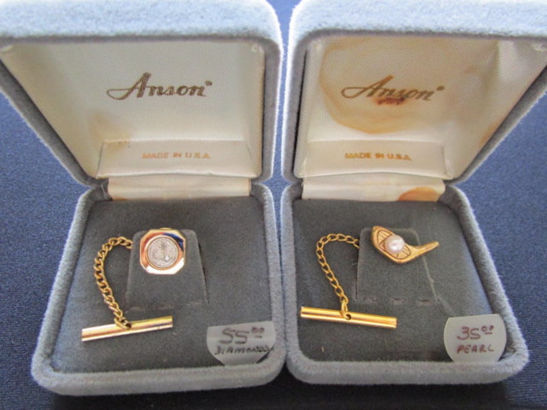 ANSON Minimalist Men's Jewelry 2 Lot Suit Accessories Genuine Pearl ...