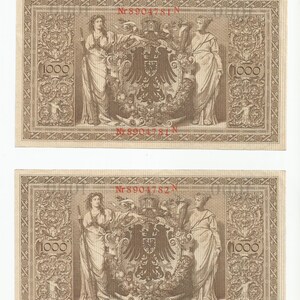 1910 German Berlin Bank Empire Imperial Reichsbanknote 1000 Marks ...