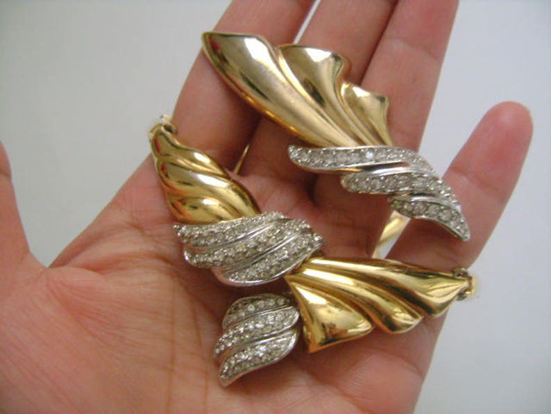 Lovely Vintage PISCITELLI Made in USA Two Tone Gold &silver With Pave ...
