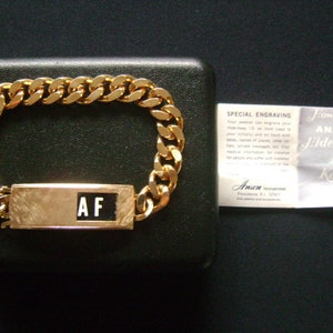 Handsome ANSON Made in USA Yellow Gold Plated Hide-away ID Bar ...