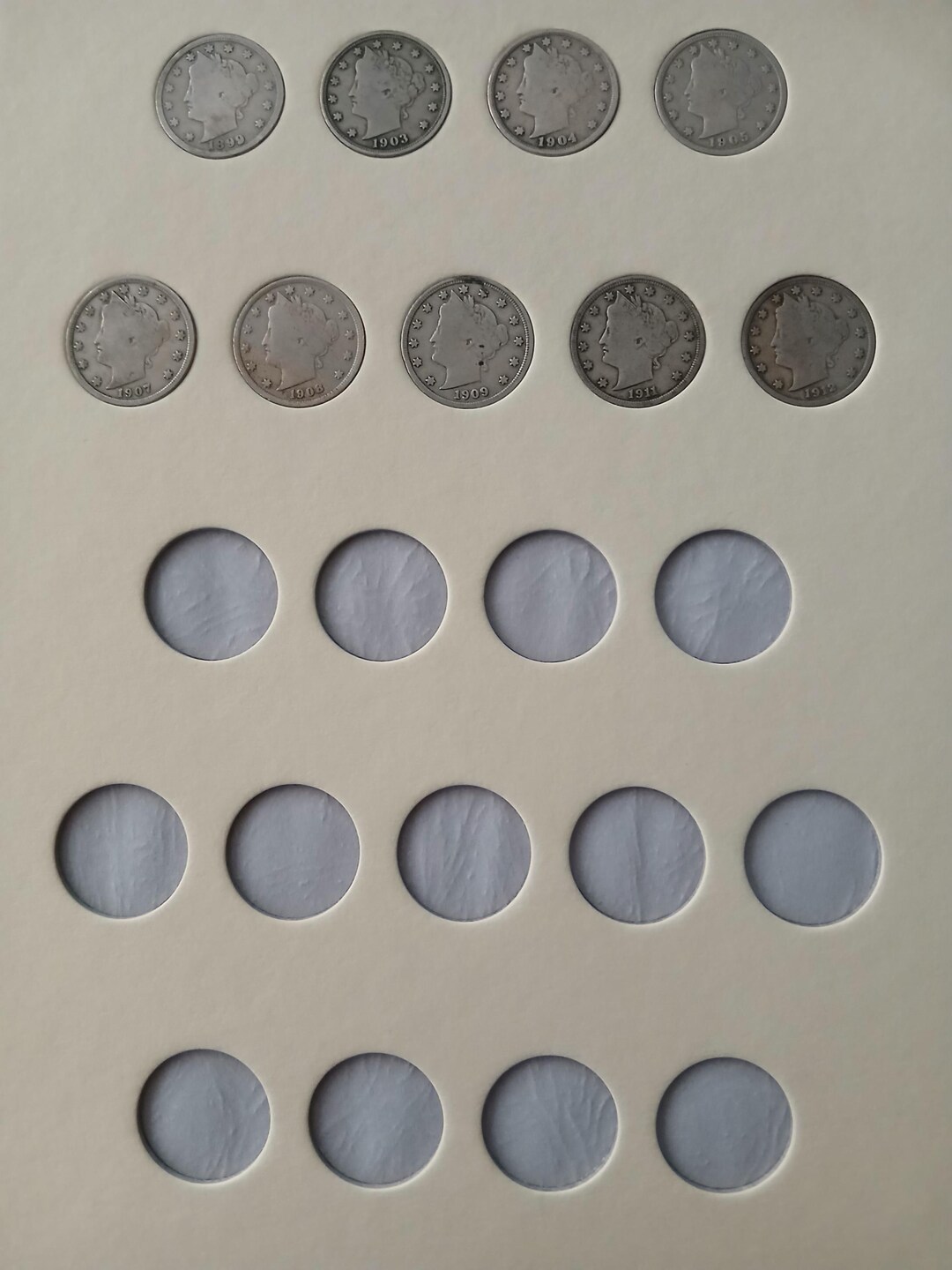 US Nickel Collection of 5 Cent Coins Liberty Head and Buffalo Type US ...