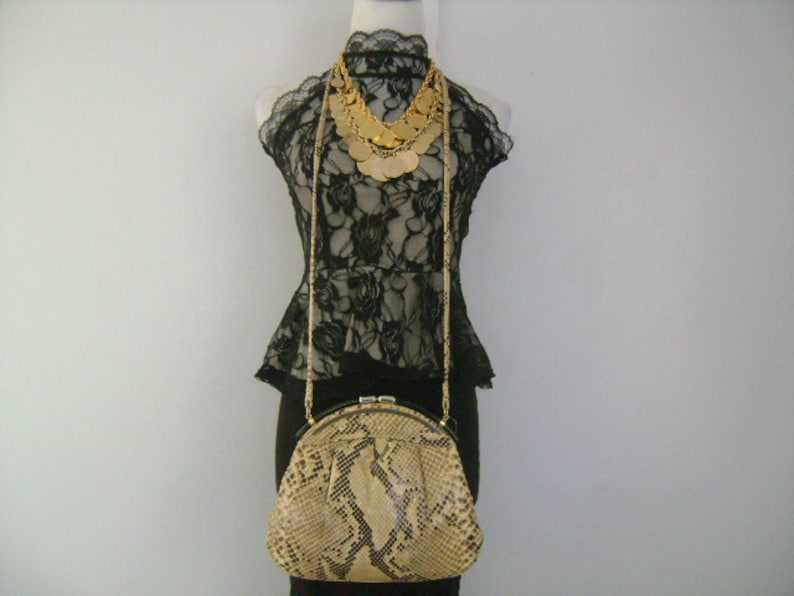 COLOMBETTI Milano Italy Wild Exotic Anaconda Python Snake Skin Shoulder Crossbody Bag Sac Purse ...