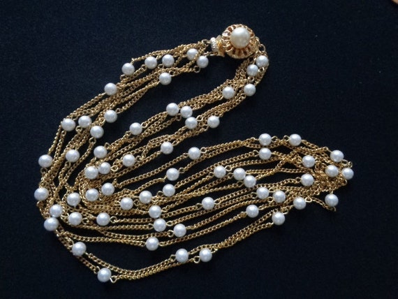 Elegant Vintage Multi-Chain 6 Strands Gold Tone Chain… - Gem