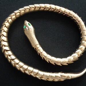 Striking Art Deco Gold Plated Articulated Scaled Snake Head Tail ...