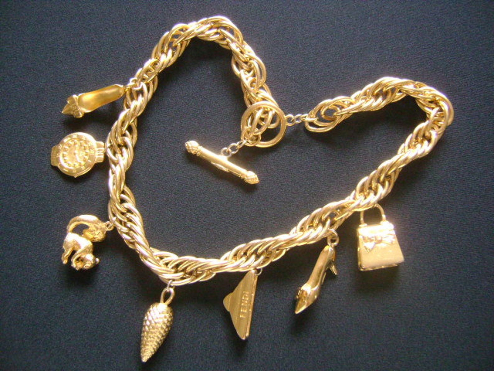 Fabulous FENDI Italy Fashionista Charms Necklace Gold Tone - Etsy