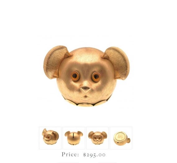 Adorable Vintage NAPIER Big Ears Mouse Head Face Florentine | Etsy