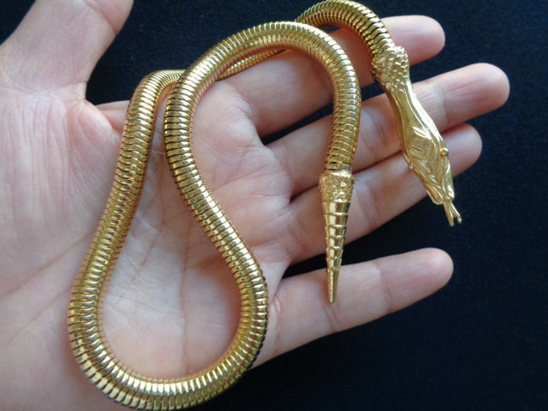 Beautiful Vintage Yellow Gold Plated Exotic Wild Reptile Snake Head ...