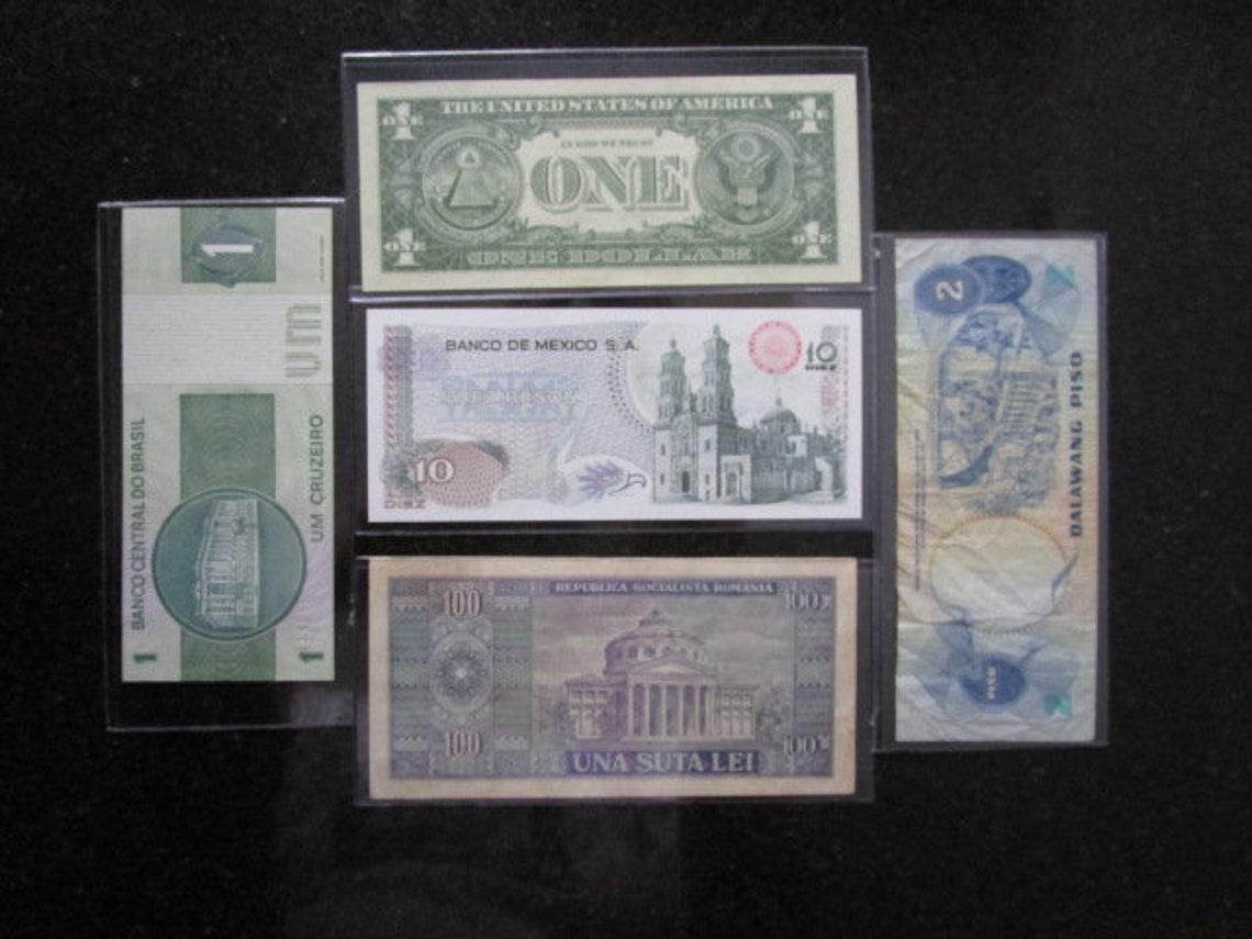 Five Banknote Collection Including US Series, 1957 Dollar Bill Silver ...