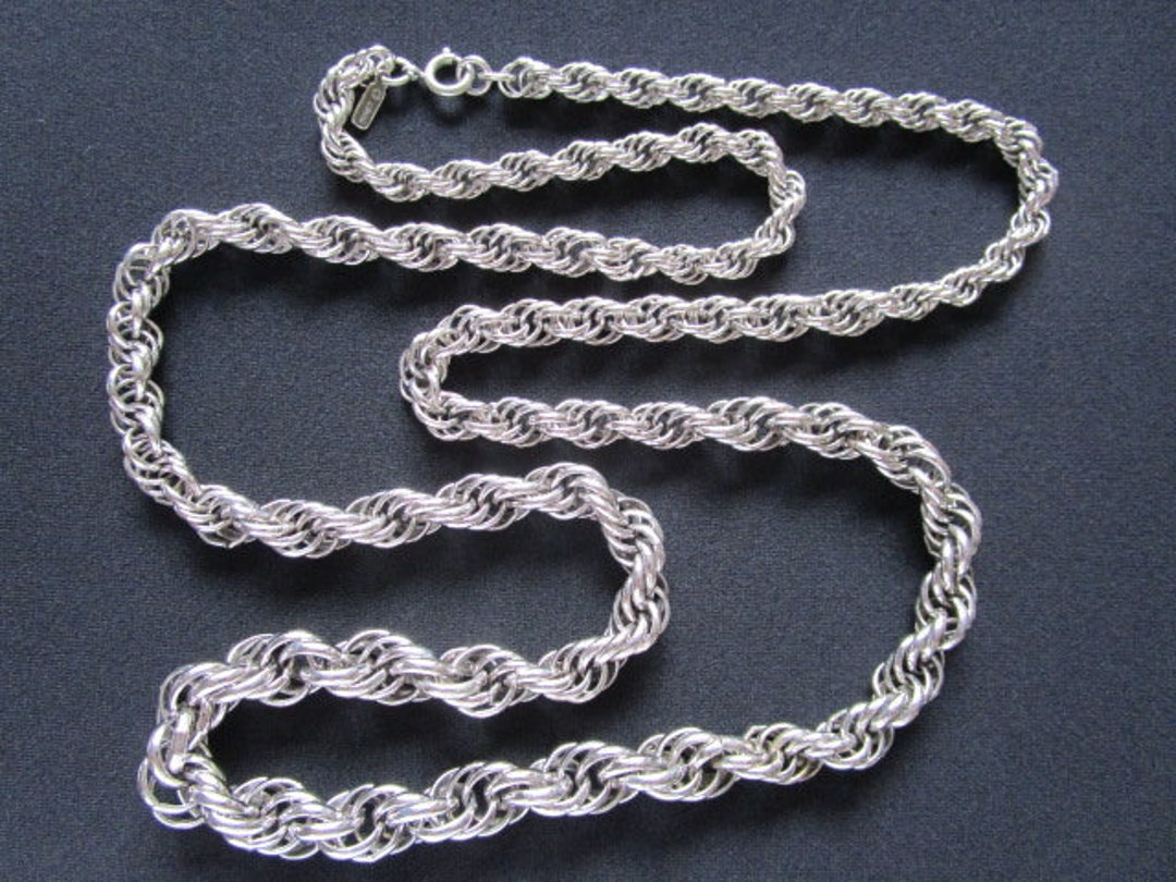 Awesome Vintage MONET Heavy Chunky Silver Tone Metal Twist Rope Chain ...