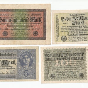 Small Collection Vintage Old German Marks Paper Money Bills 7 Banknotes ...