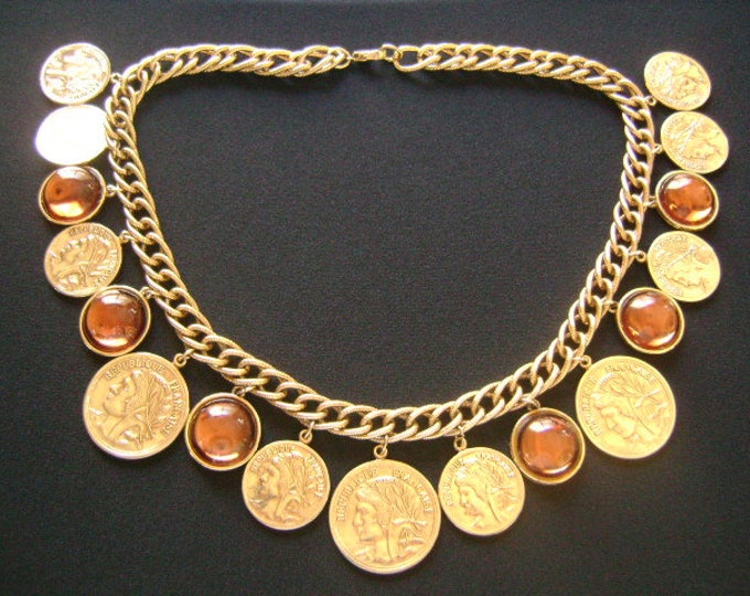 Fabulous Vintage Gold Toned Coins Lion Face Soldier Warrior Dangling ...