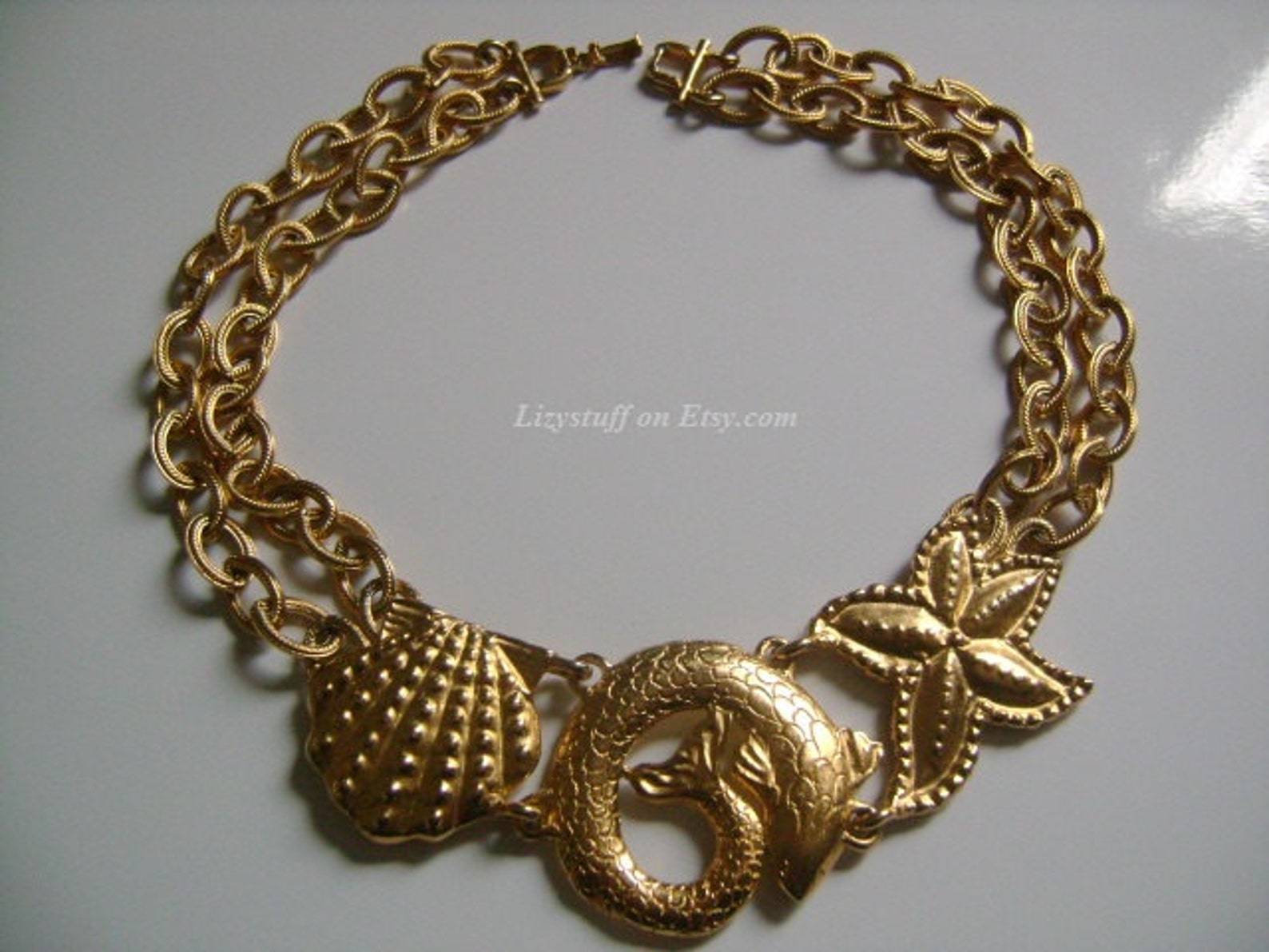 Fabulous DVF Diane Von Furstenberg Textured Gold Tone Double Chain ...