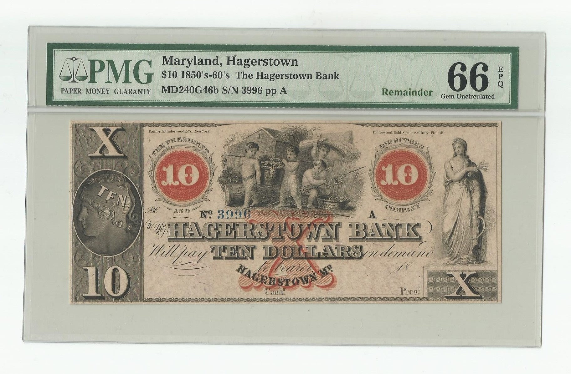 1800s Obsolete 10 Dollar Bill Paper Money Currency Hagerstown Bank 1800s-obsolete-10-dollar-bill-paper-money-currency-hagerstown-bank
