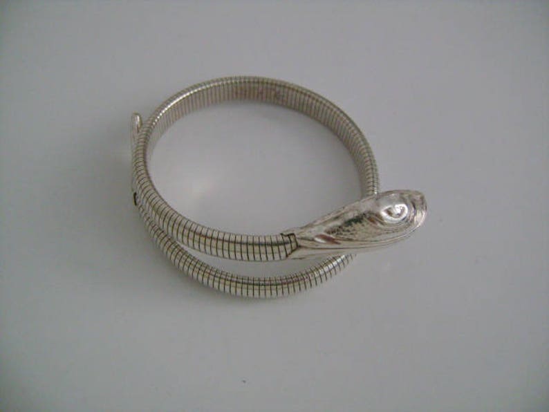Vintage Silver Exotic Serpent Snake Head Tail Bracelet - Etsy