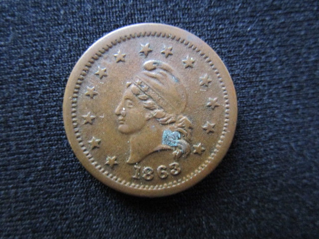 1863 Civil War Token Charles D Horter Small Liberty Wilsons 1 Medal 19 ...