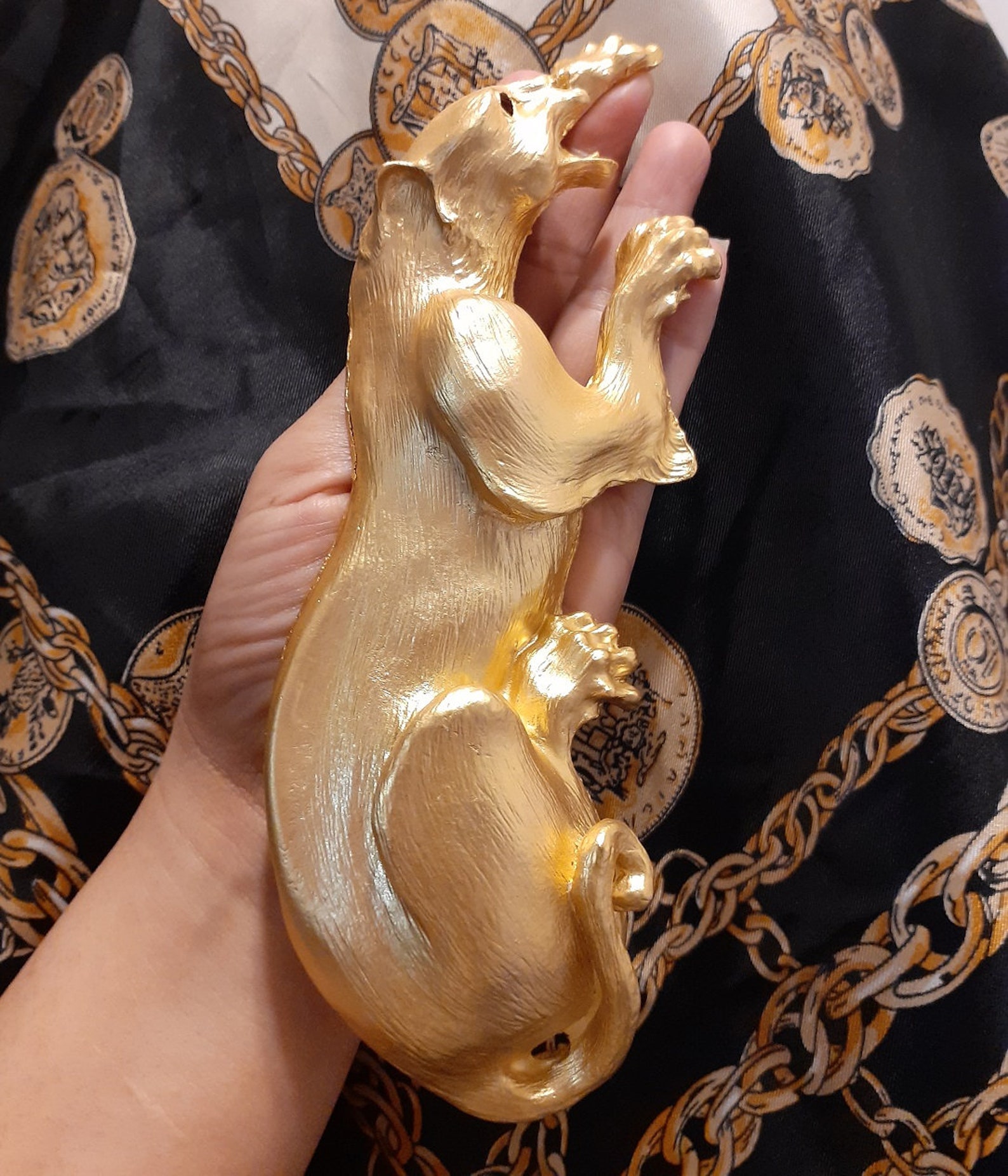 Wild Animal Textured Gold Tone Metal Large Panther Cougar Puma - Etsy