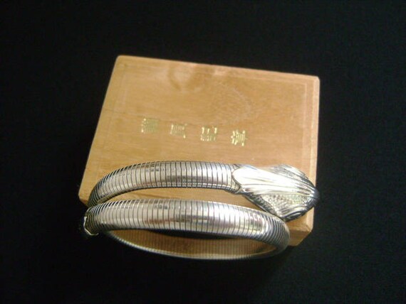 Vintage Silver Exotic Serpent Snake Head Tail Bracele… - Gem
