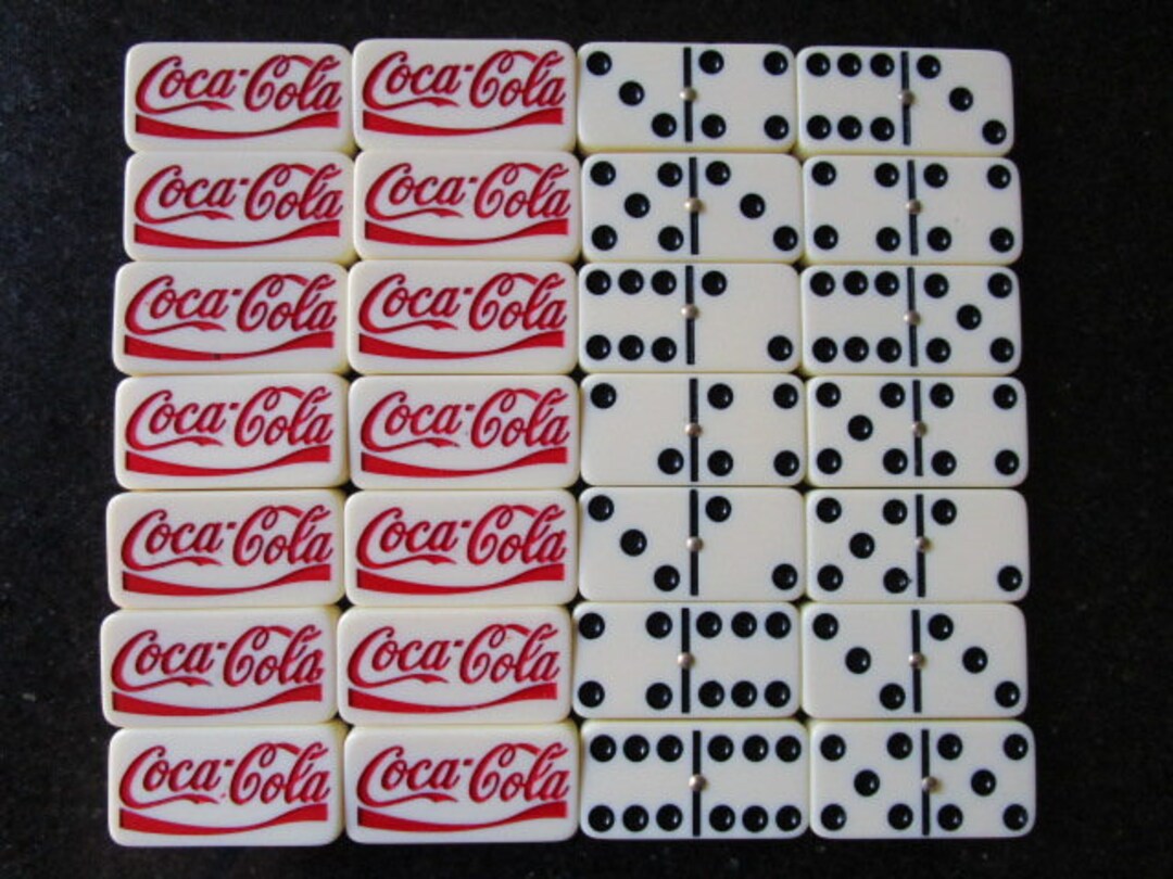 Double Six Coca Cola 28 Dominoes Tiles W/metal Pin Center Spinning Coke ...