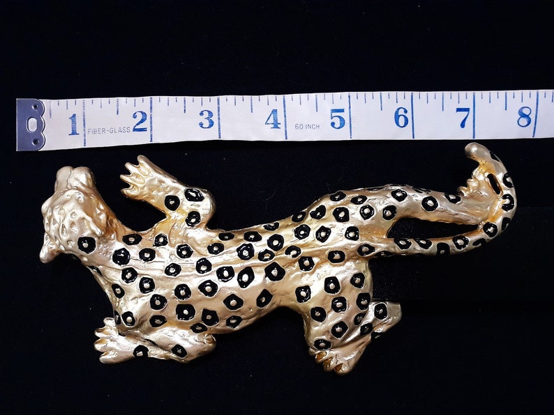 Striking Wild Animal Matte Finish Gold Tone Metal and Black Enamel ...