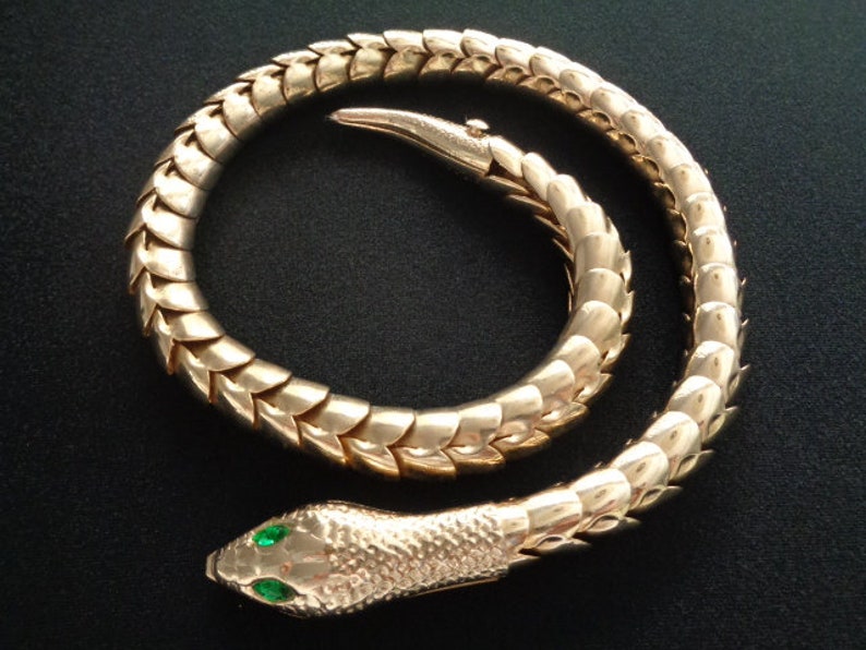 Striking Art Deco Gold Plated Articulated Scaled Snake Head | Etsy