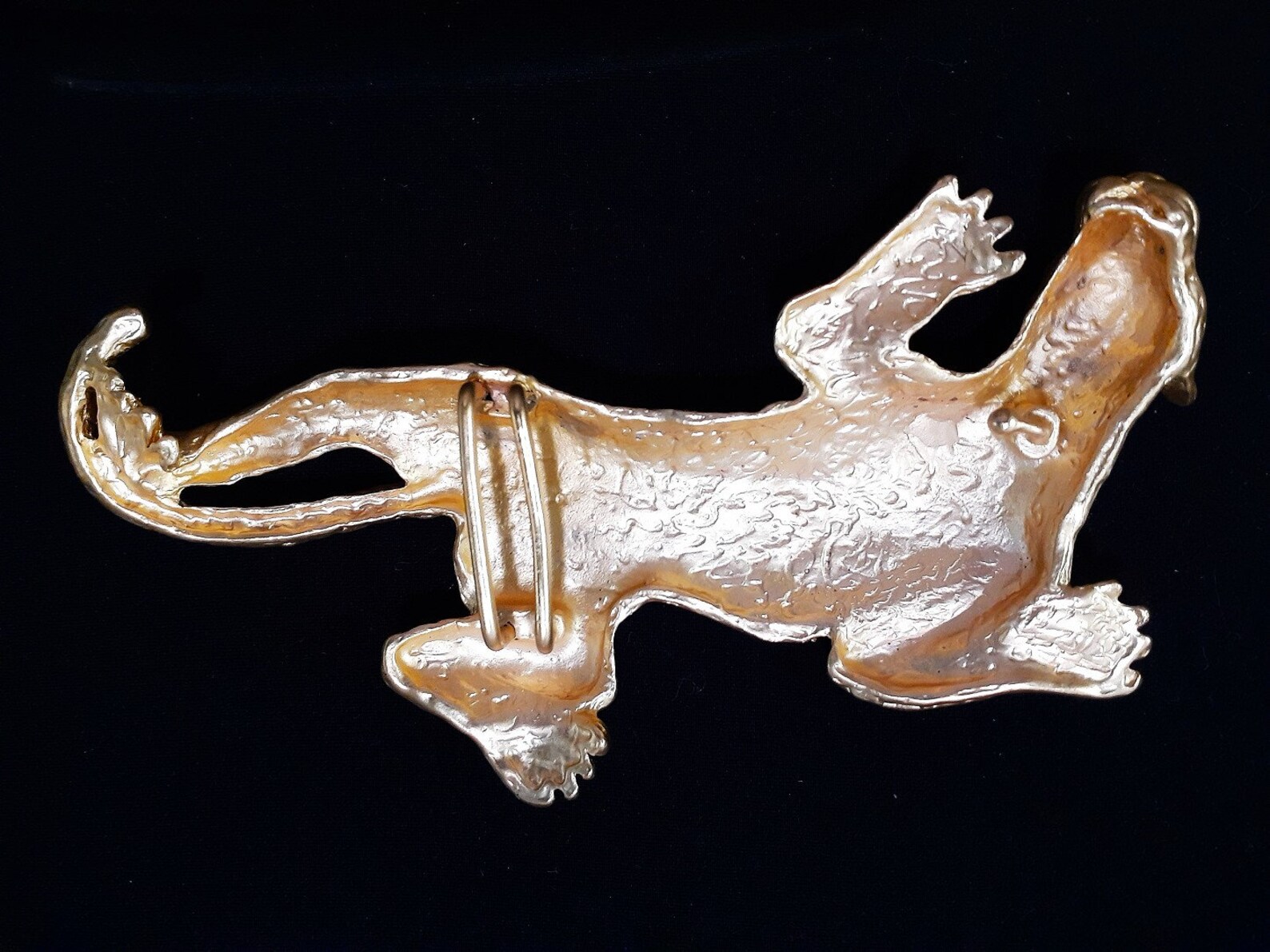 Striking Wild Animal Matte Finish Gold Tone Metal and Black Enamel ...