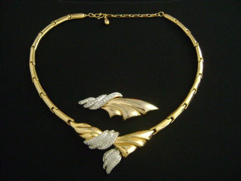 Lovely Vintage PISCITELLI Made in USA Two Tone Gold &silver With Pave ...
