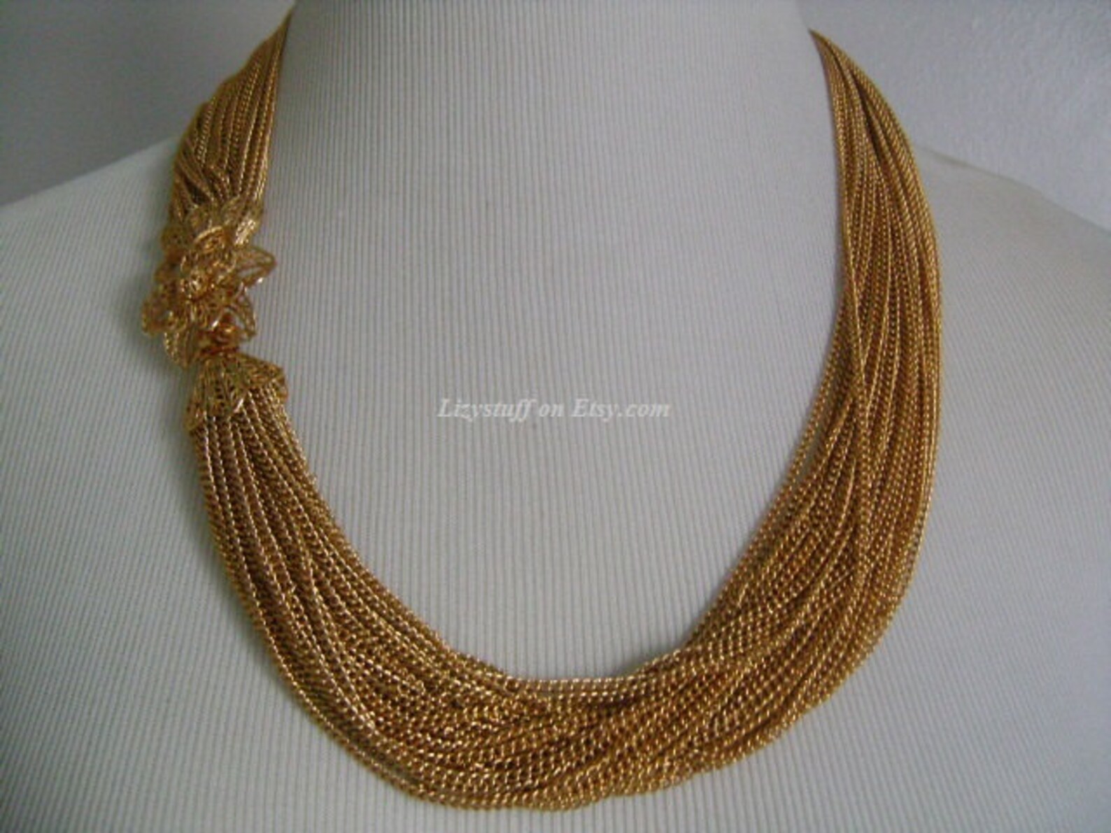Superb NAPIER Pat. Pend. Multiples Chain 36-strands Filigree Flower ...