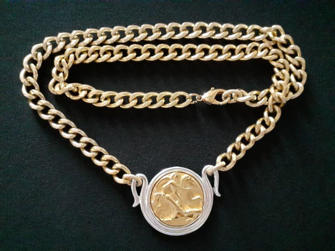 Ancient Roman Republic Soldier Man Riding Horse Faux Coin Pendant Gold ...