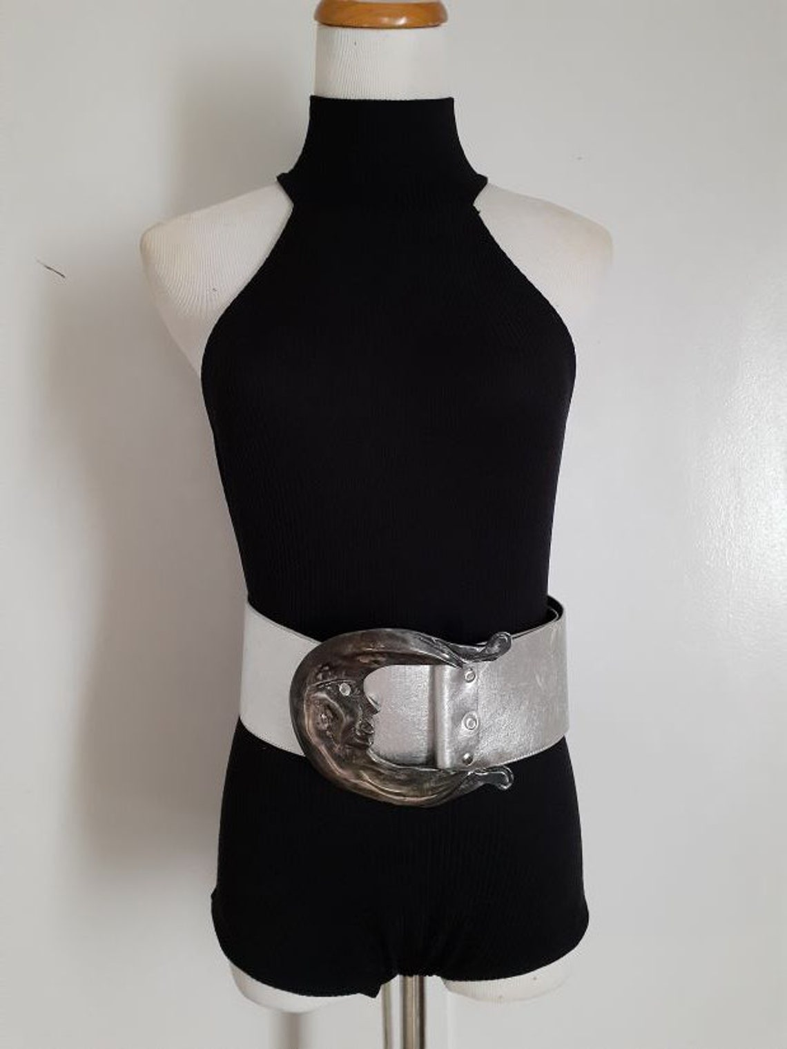 1980s LALOON Exclusive Design Silver Pewter Tone Metal Clear Crystal ...