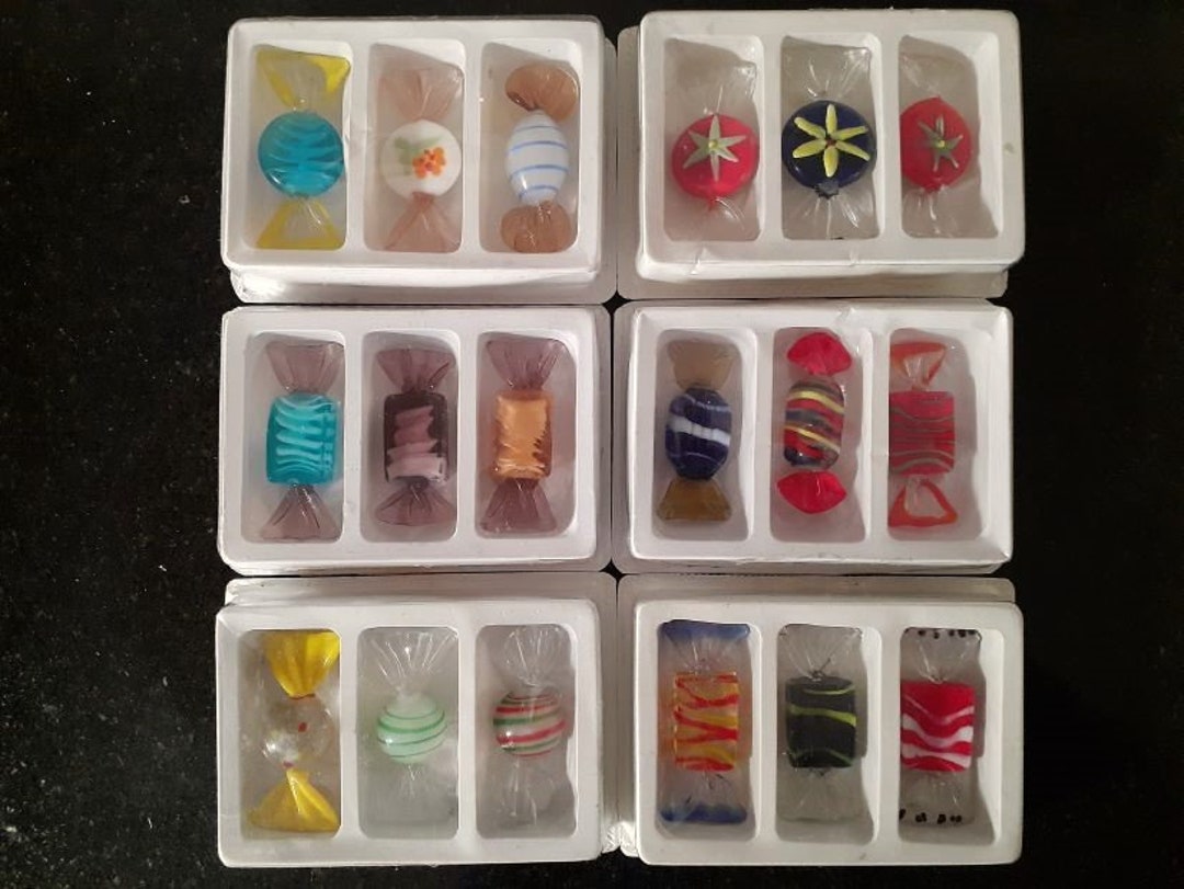 Lot 18 Murano Italian Art Glass Sweets Candies Hard Candy Lollies Candy ...