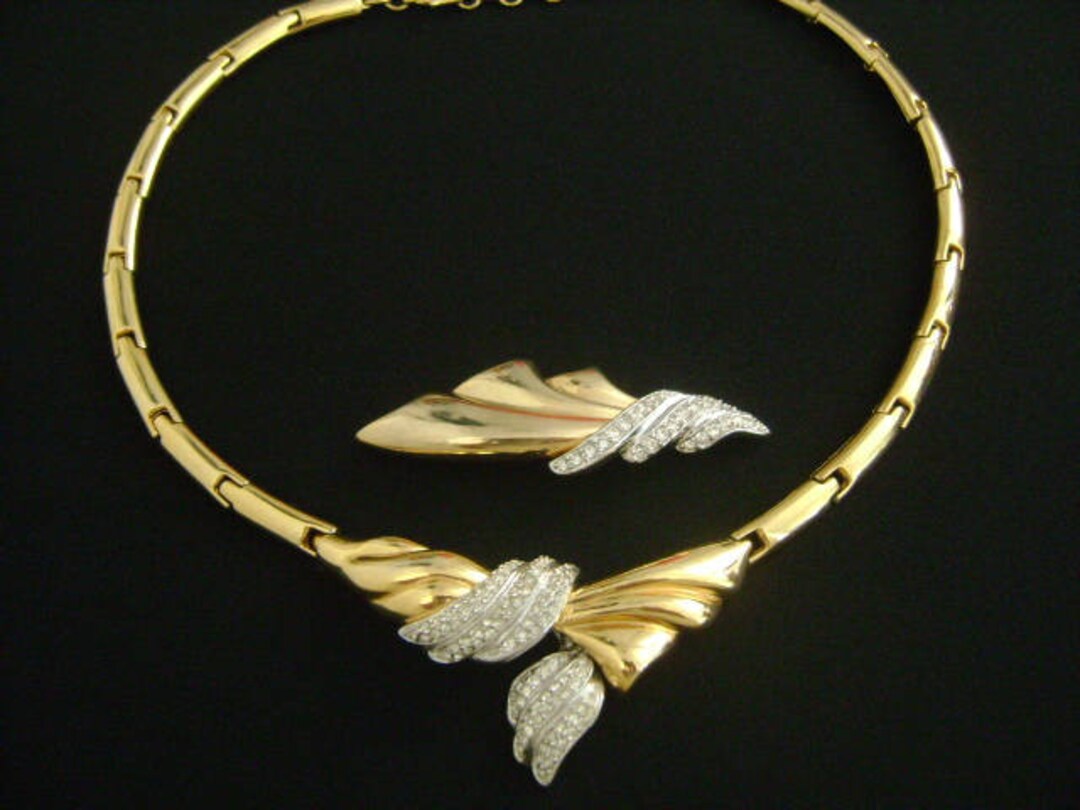 Lovely Vintage PISCITELLI Made in USA Two Tone Gold &silver With Pave ...