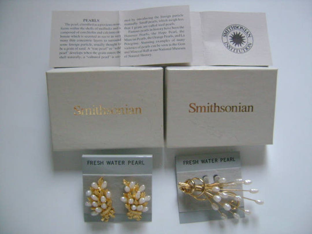 Vintage Smithsonian Institution Jewelry Lovely Gold Plated Freshwater ...
