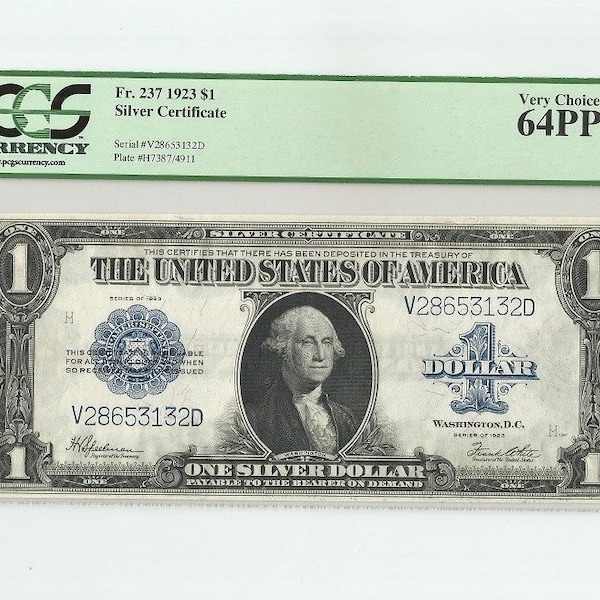 Large Us Currency Note Certificate - Etsy