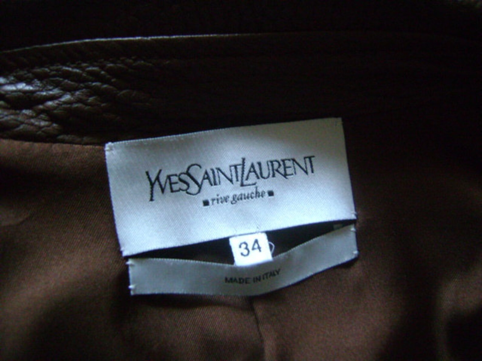YSL Yves Saint Laurent Italy Brown Butter Soft Leather Rope Style Trim ...