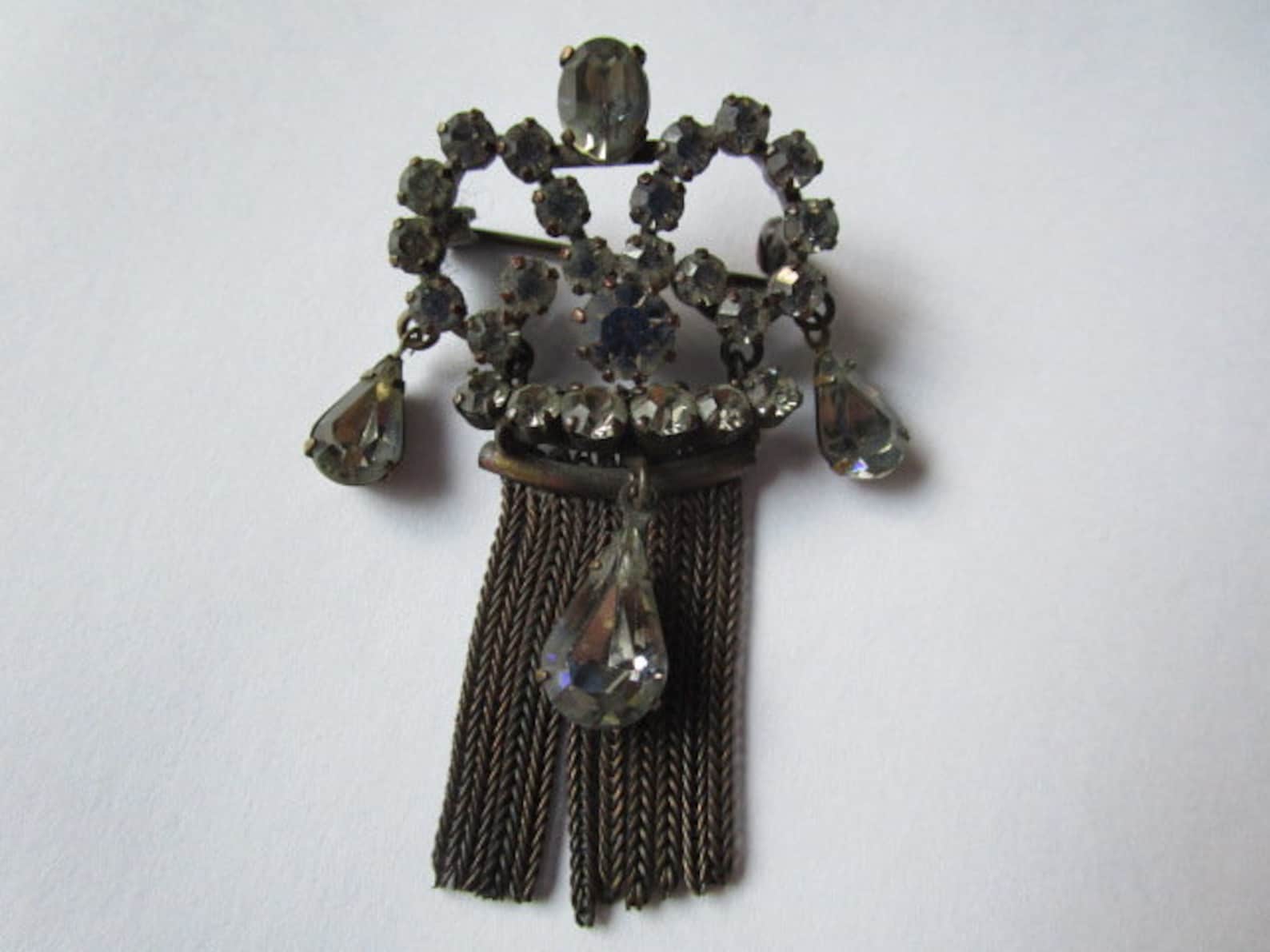 Made in AUSTRIA Jewelry Austrian Crystal Smoked Glass Dangle - Etsy