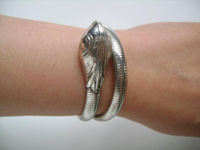 Vintage Silver Exotic Serpent Snake Head Tail Bracelet | Etsy
