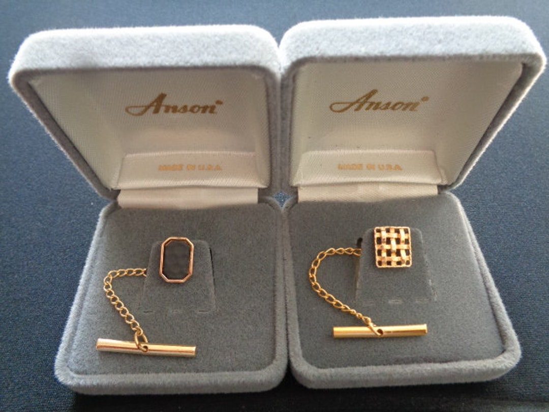 Vintage ANSON Gentleman's Men Man Fashion Accessories 2 Tie Tacks Lapel ...