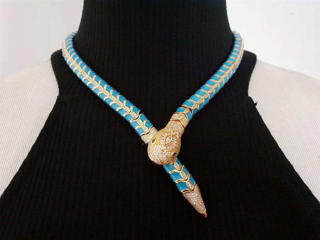 Most Beautiful Snake Jewelry Necklace 18KT Yellow Gold Plated Metal ...