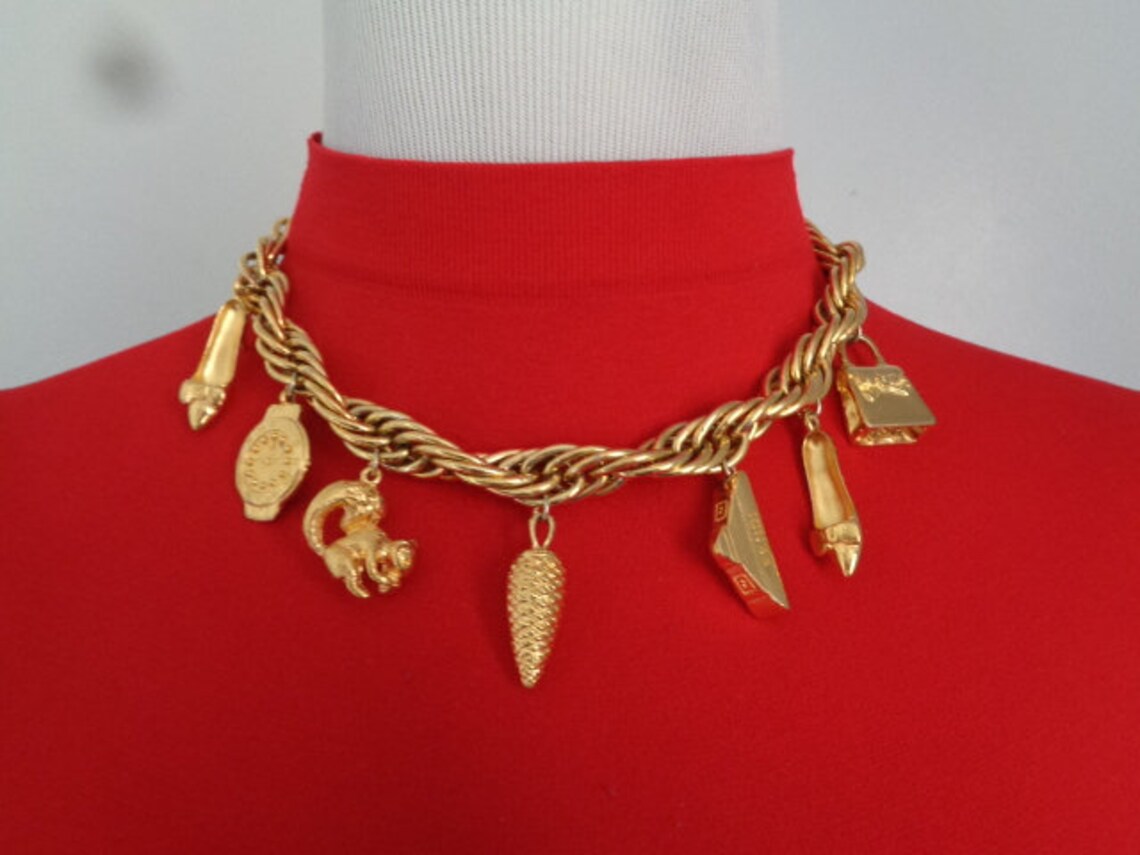Fabulous FENDI Italy Fashionista Charms Necklace Gold Tone - Etsy
