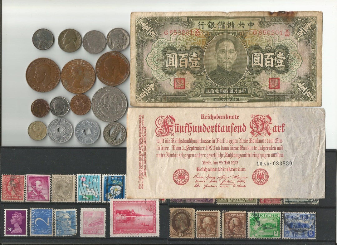 37 Piece Collectibles Lot Banknotes, Coins & Token Collecting Lot for ...