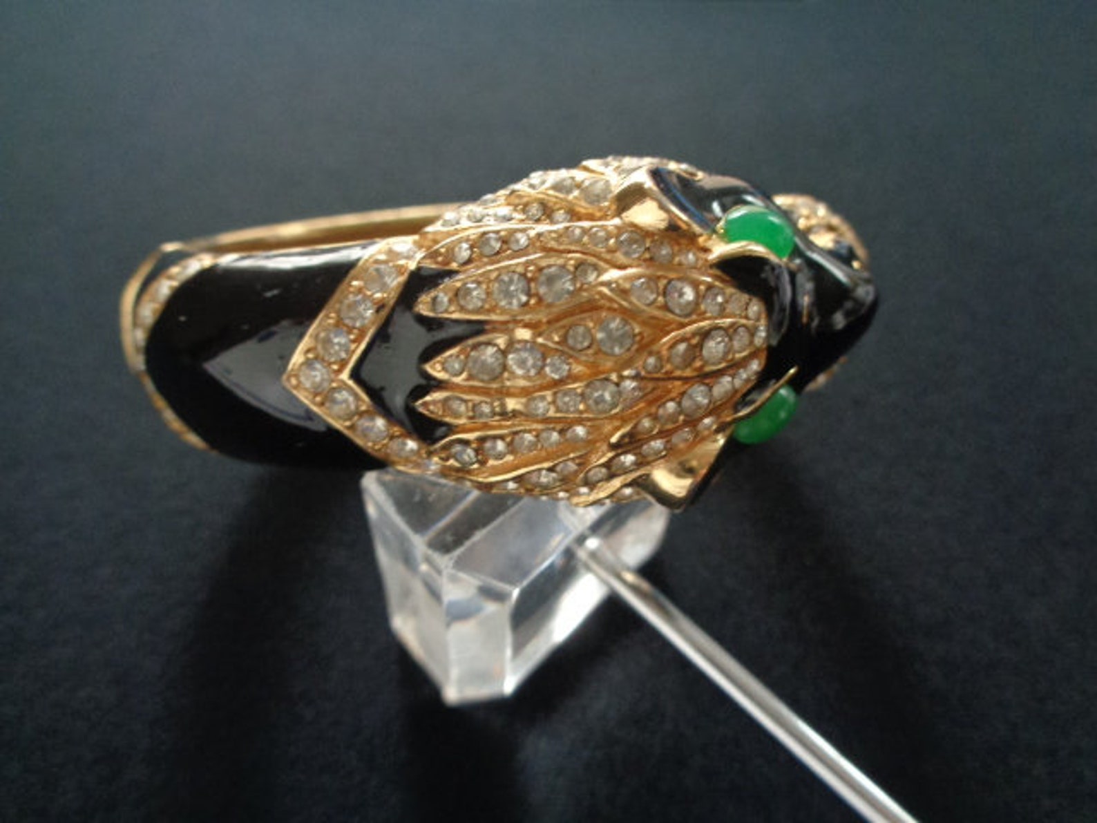 CINER Jewelry Yellow Gold Plated Black Enamel & Pave Diamante Accents ...