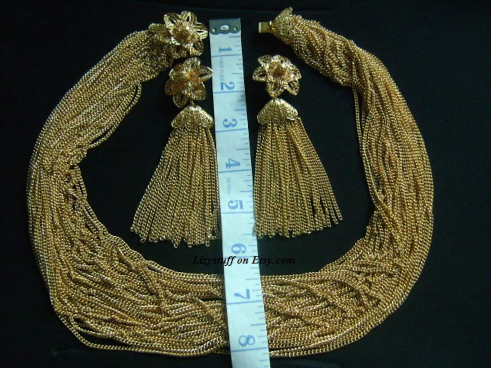 Superb NAPIER Pat. Pend. Multiples Chain 36-strands Filigree Flower ...