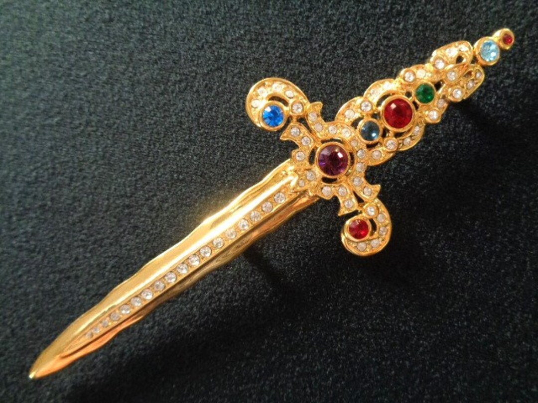 Lovely Mary Mcfadden Yellow Gold Tone Metal Jeweled Blue Red Purple ...