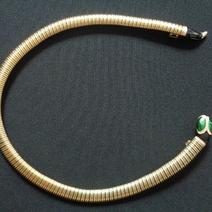 Marvelous Gold Plated Omega Chain Snake Choker Necklace W/ Faux Diamond ...